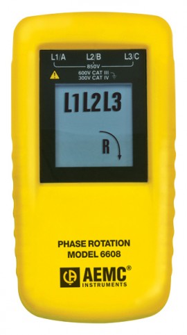 AEMC 6608 Phase Rotation Meter, 15 to 400Hz