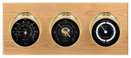 Maximum Newport Three-Instrument Weather Station with oak panel, brass ...